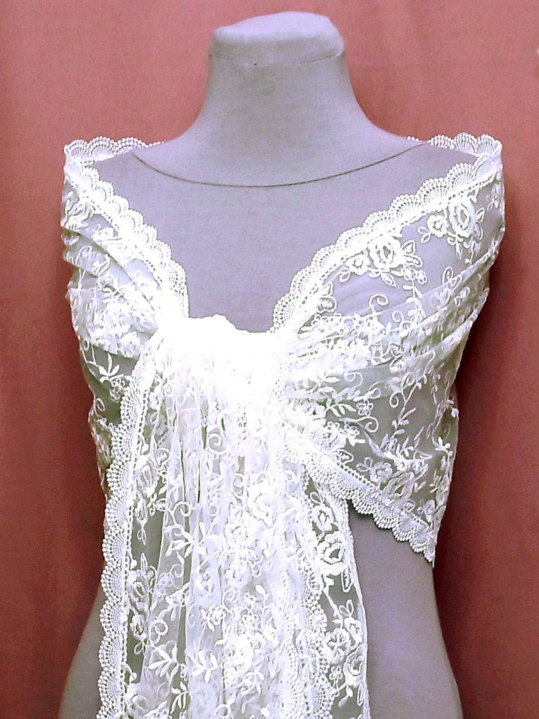 Wedding Lace Wrap Scarf Ivory Bolero Lace Shawl Wrap Evening Elegant ...