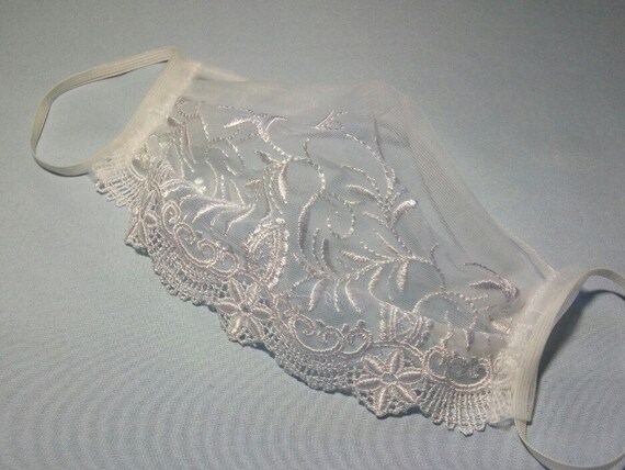 Bride Sheer Lace Mask Wedding Tulle Face Mask White Lace Face | Etsy