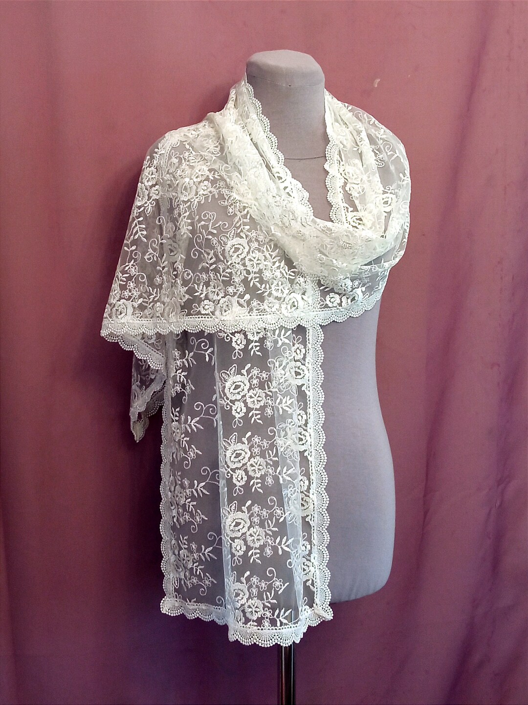 Wedding Lace Wrap Scarf Ivory Bolero Lace Shawl Wrap Evening Elegant ...