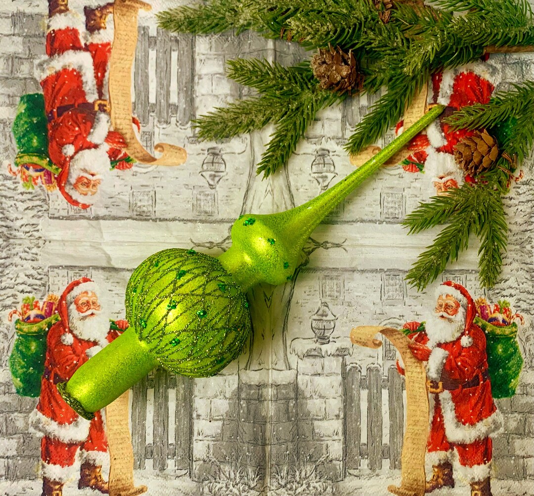 Green Christmas Tree Topper – Handmade Glass Finial Ornament ...