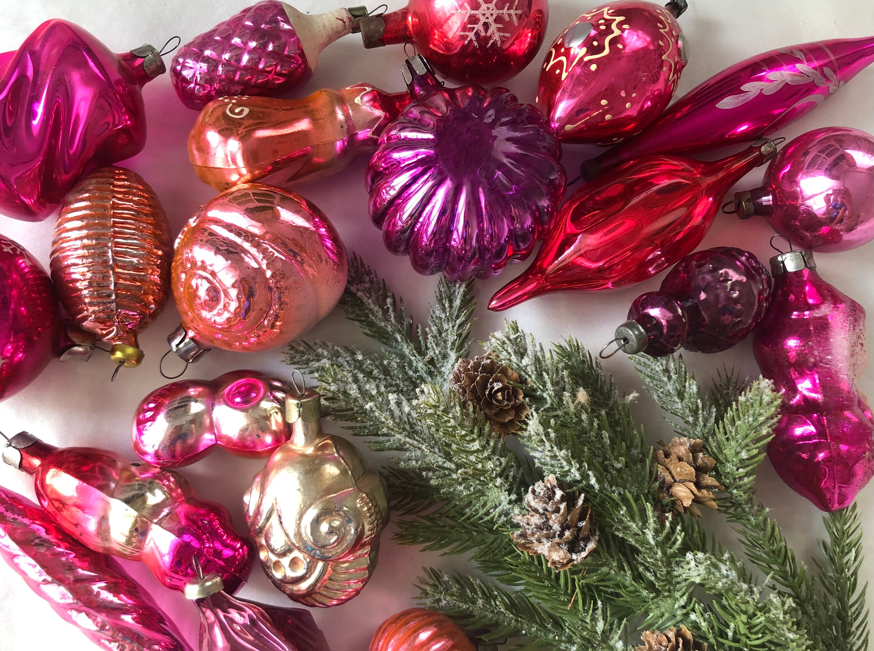 20 Assorted Pink Glass Ornaments Setchristmas Glass - Etsy