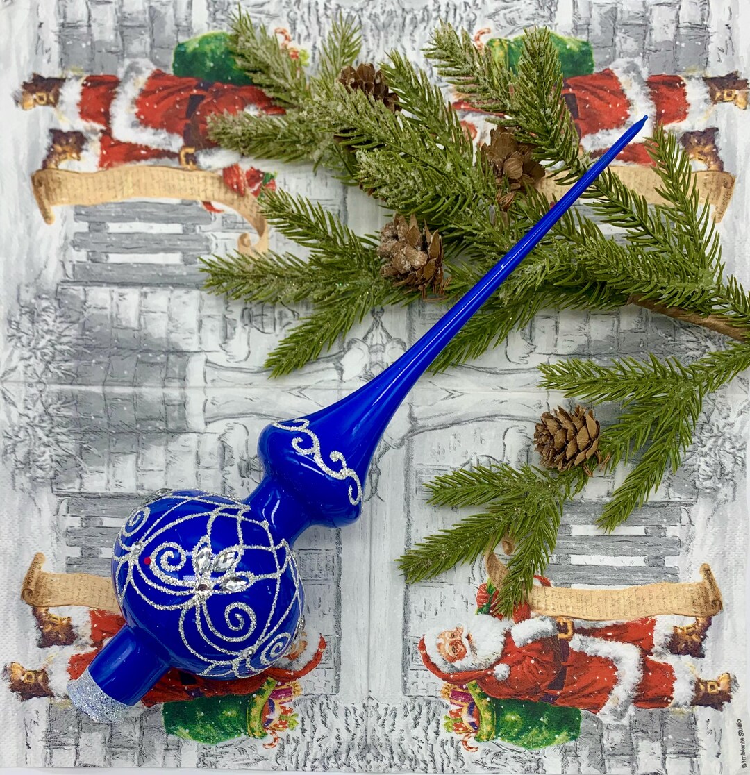 Christmas Decor Home Blue Christmas Tree Topper Custom Ornaments ...
