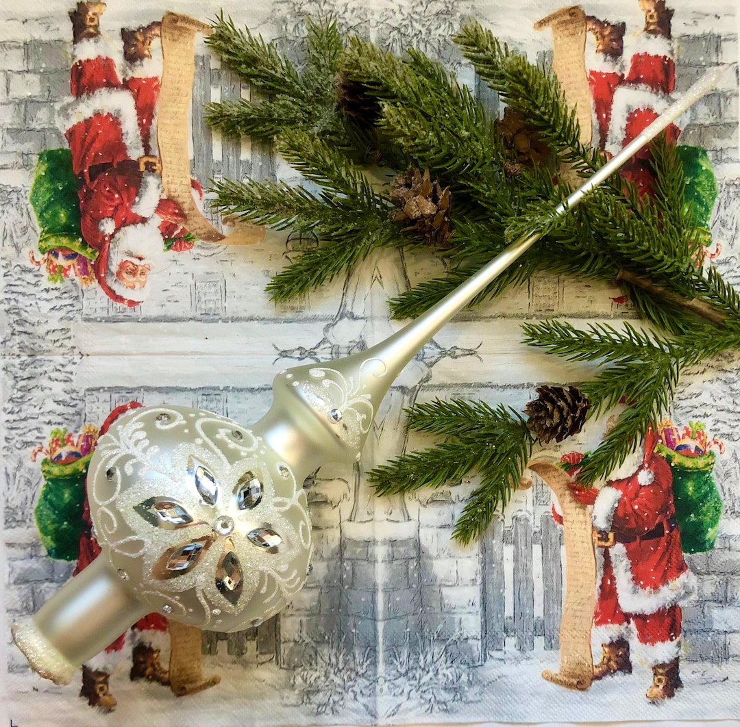 Pearl Glass Christmas Tree Topper – Elegant 31 Cm Finial Ornament ...