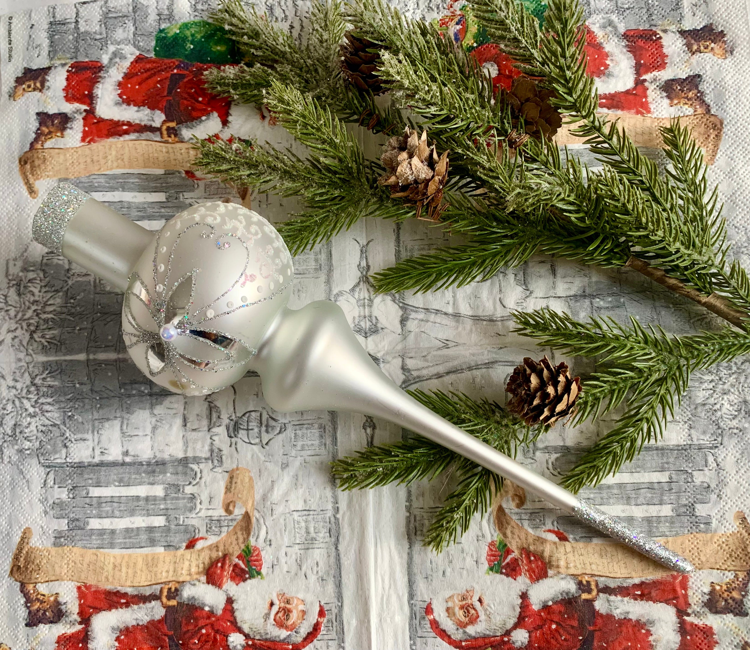 Antique Tree Topper White Vintage Christmas Glass Ornament - Etsy