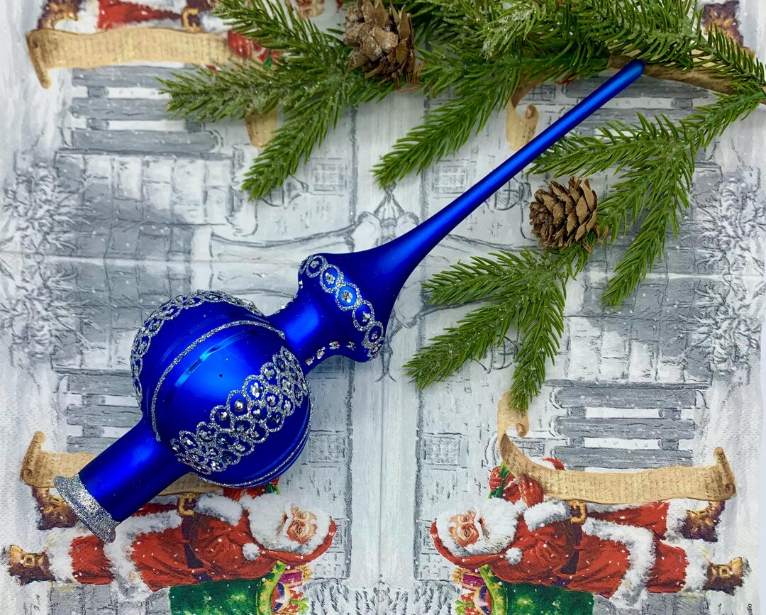 Christmas Decor Home Blue Christmas Tree Topper Custom Ornaments ...