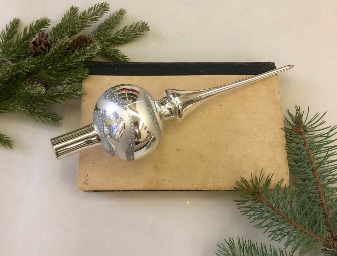 Silver Christmas Glass Tree Topper,christmas Glass Ornament,vintage ...