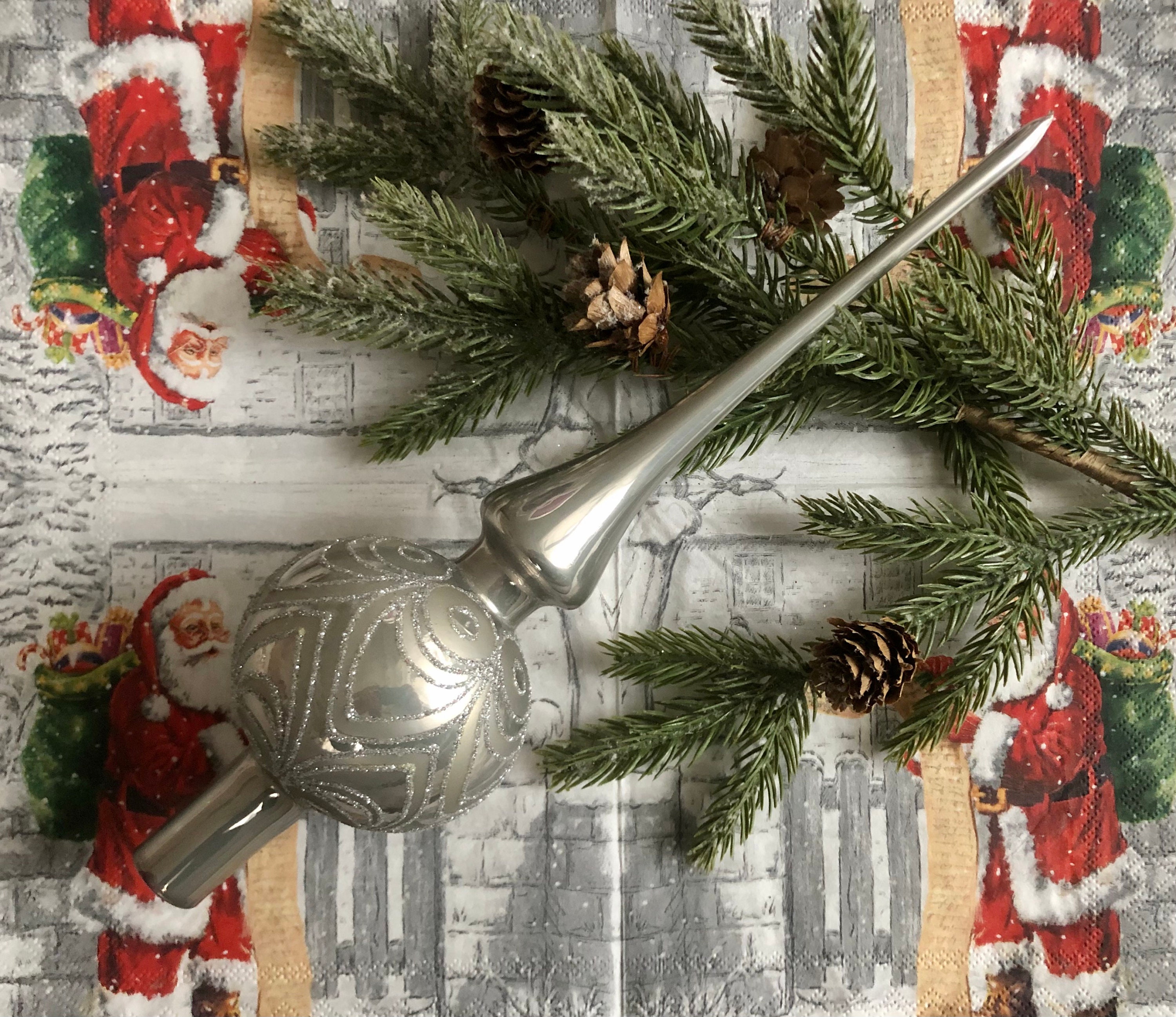 Gray Christmas Glass Tree Topper Vintage Glass Finial Top - Etsy