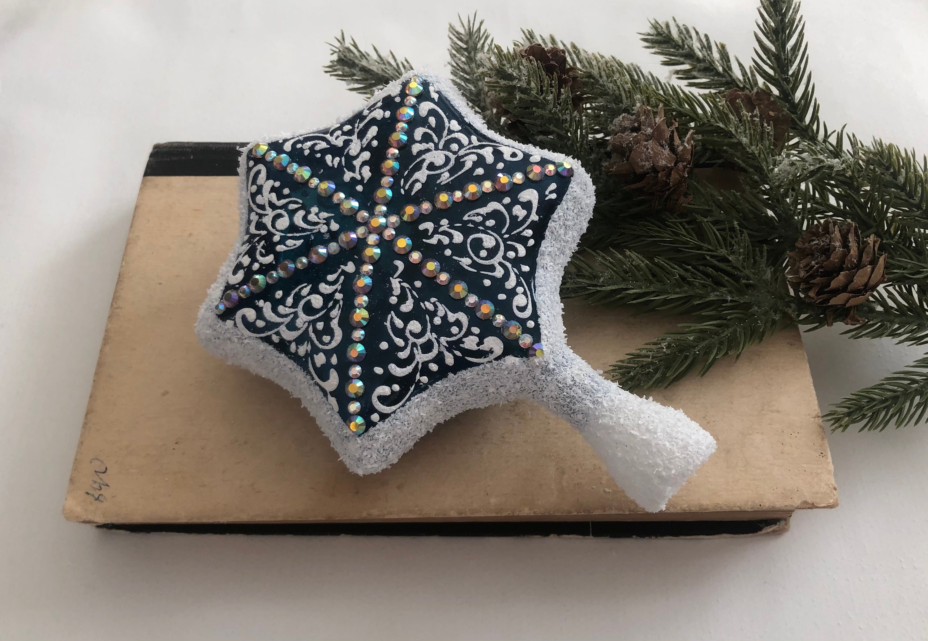 Blue Star Christmas Glass Tree Topper Christmas Glass - Etsy UK