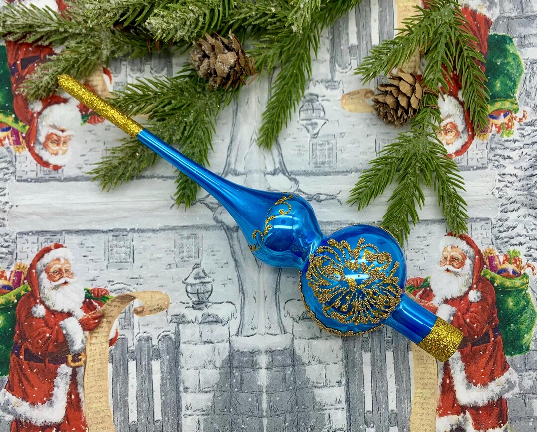 Royal Blue Glass Tree Topper – Hand Blown Christmas Finial – Vintage ...