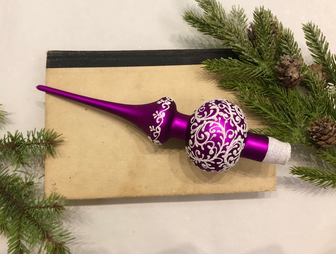 Purple Christmas Glass Tree Topper, Christmas Glass Ornaments, Vintage ...