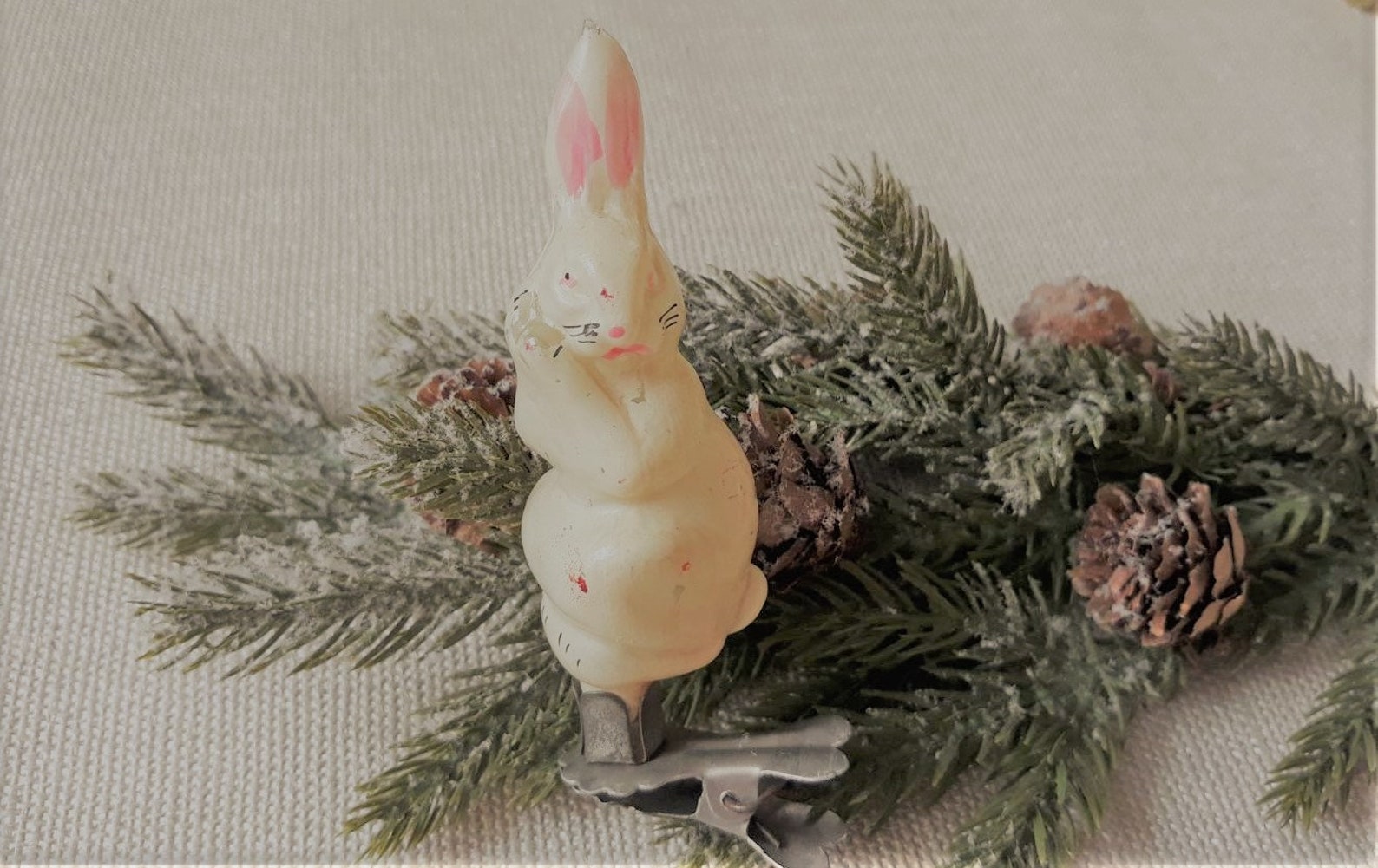 Rabbit christmas glass ornament christmas decorations vintage | Etsy