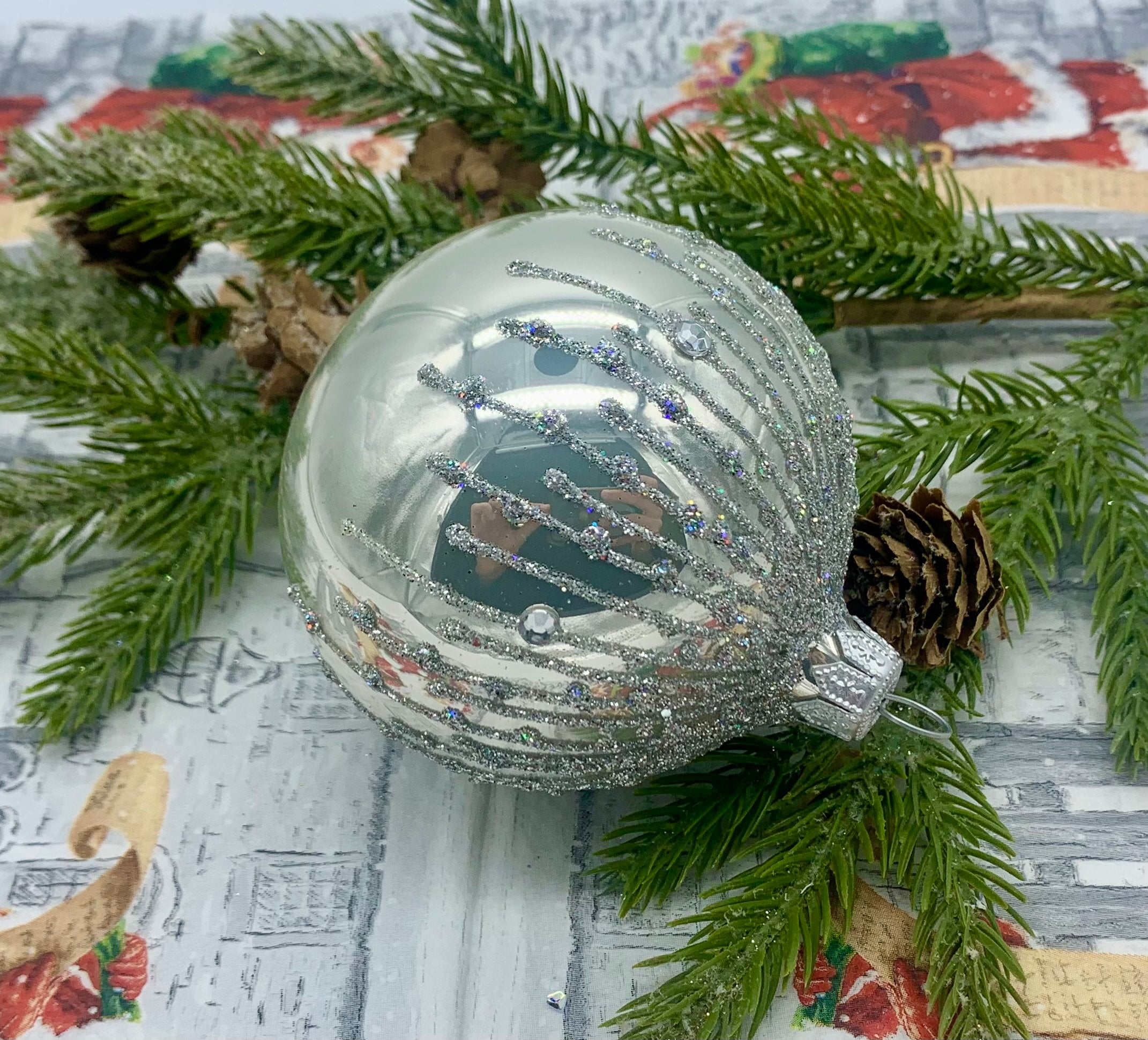 Silver Christmas Glass Ball Christmas Glass Ornament Home - Etsy