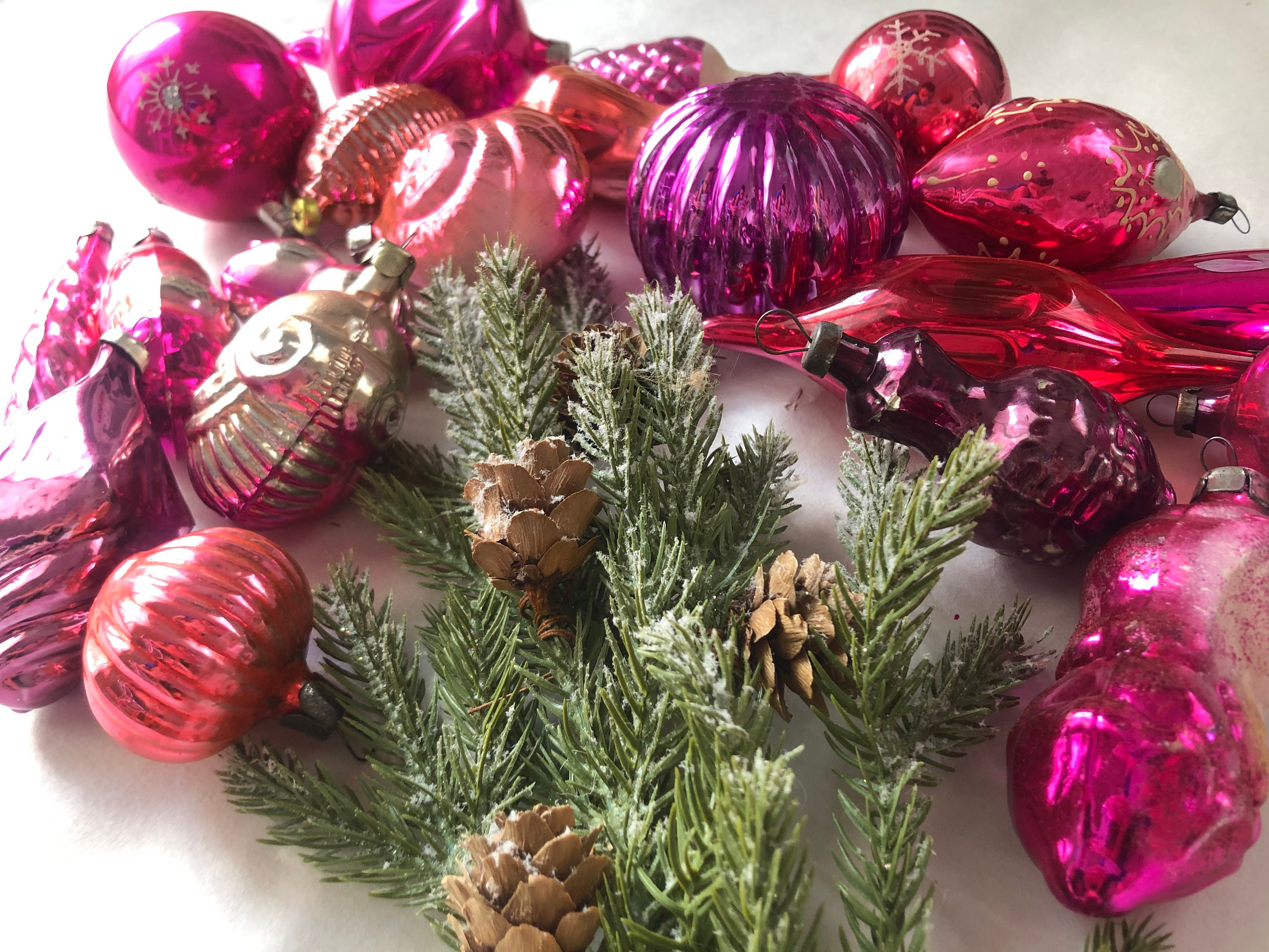 20 Assorted Pink Glass Ornaments Setchristmas Glass - Etsy