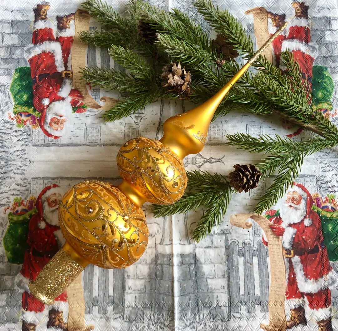 Gold Christmas Glass Tree Topper 31 Cm, Vintage Christmas Glass ...