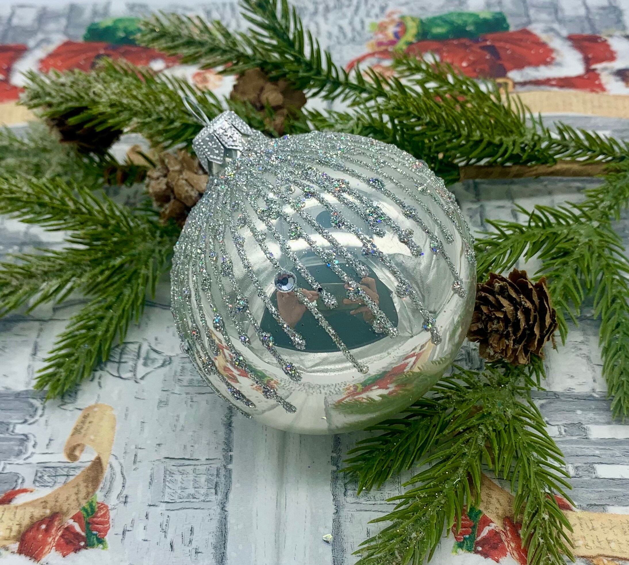 Silver Christmas Glass Ball Christmas Glass Ornament Home - Etsy