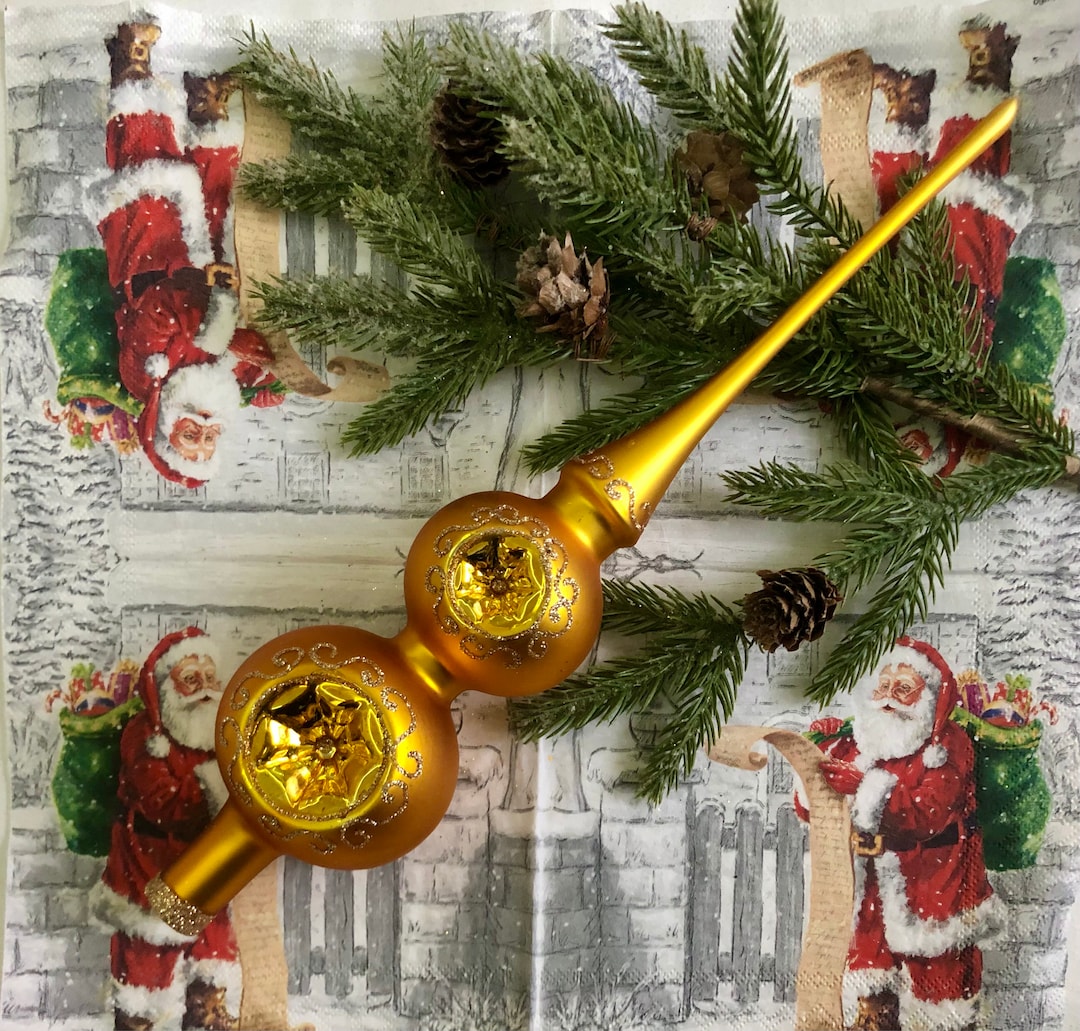 Big Gold Christmas Tree Topper, Handmade Christmas Ornament, Pearl ...