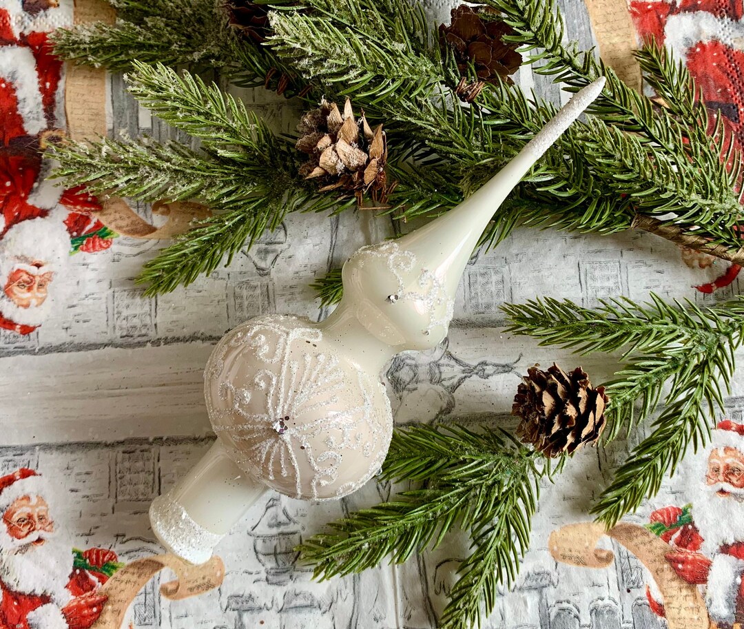 Unique Christmas Tree Topper, Small White Tree Topper, Xmas Glass ...