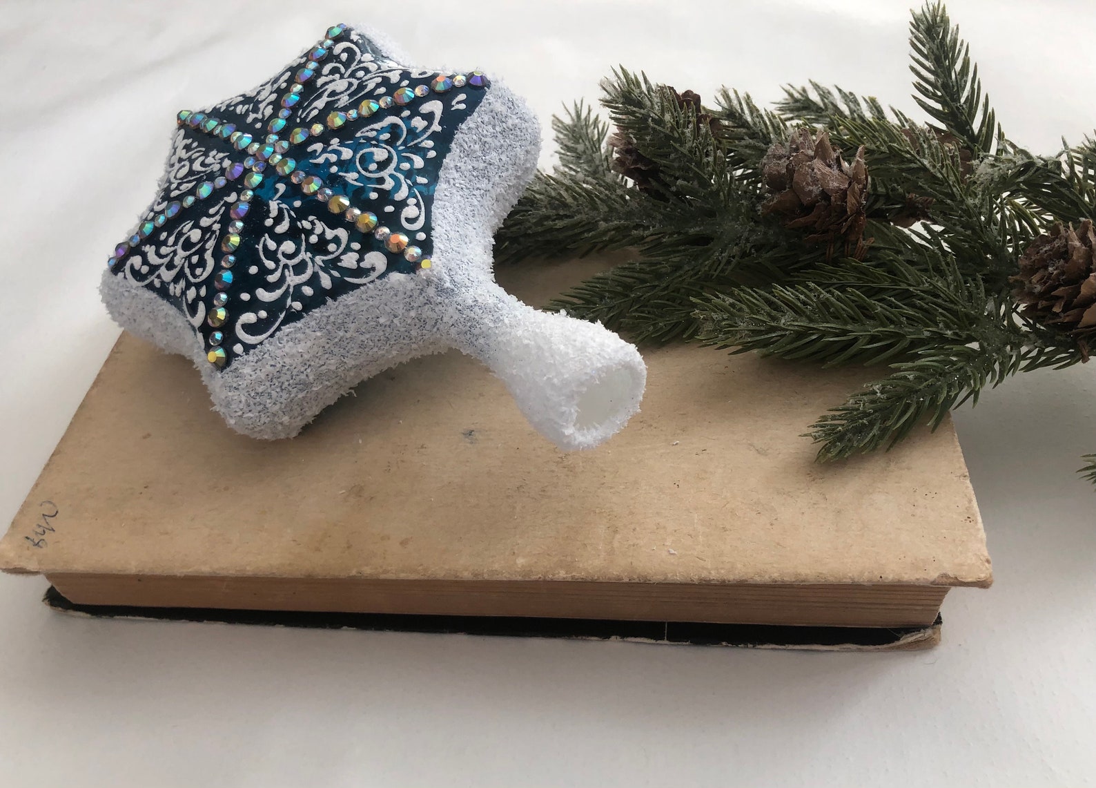 Blue Star Christmas glass tree topper Christmas glass | Etsy