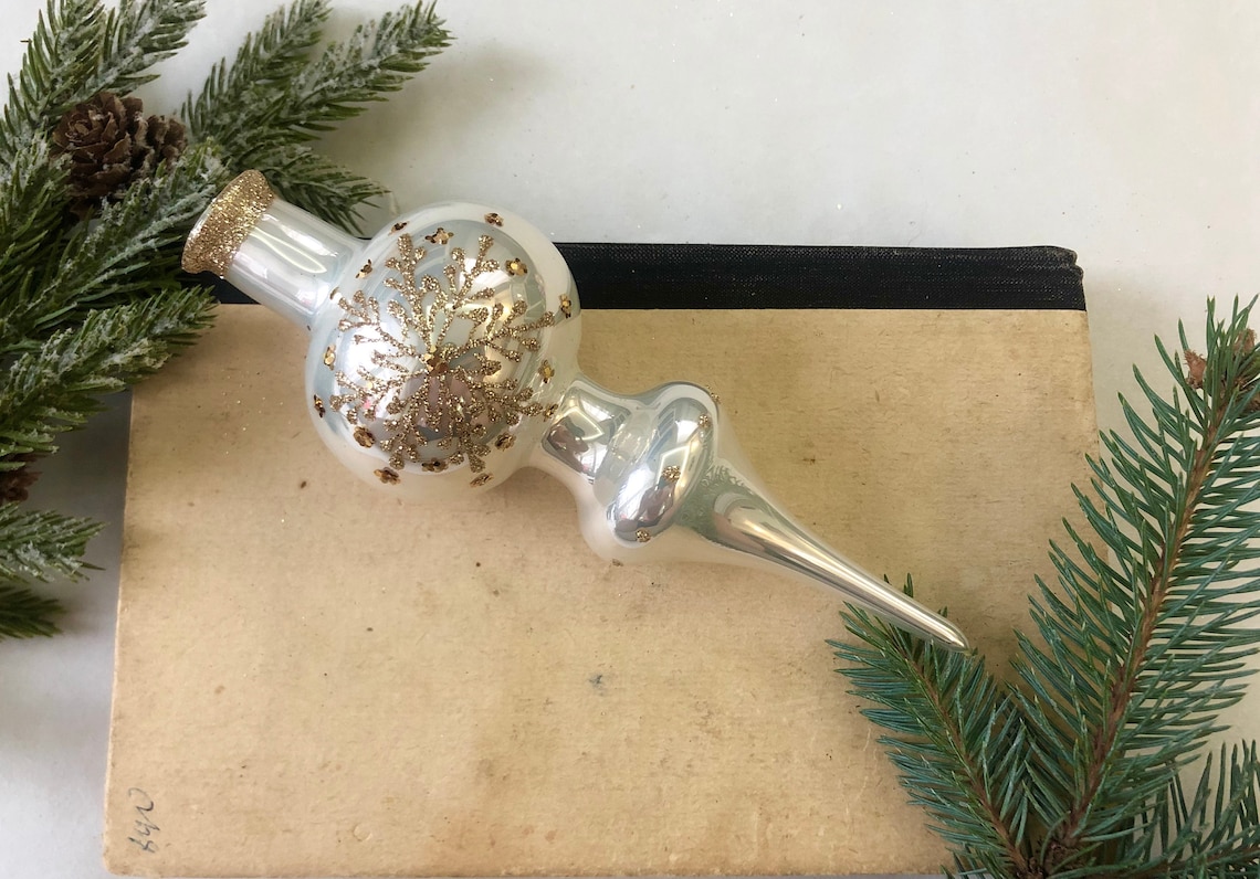 Small White Christmas Glass Tree Topperchristmas Glass - Etsy