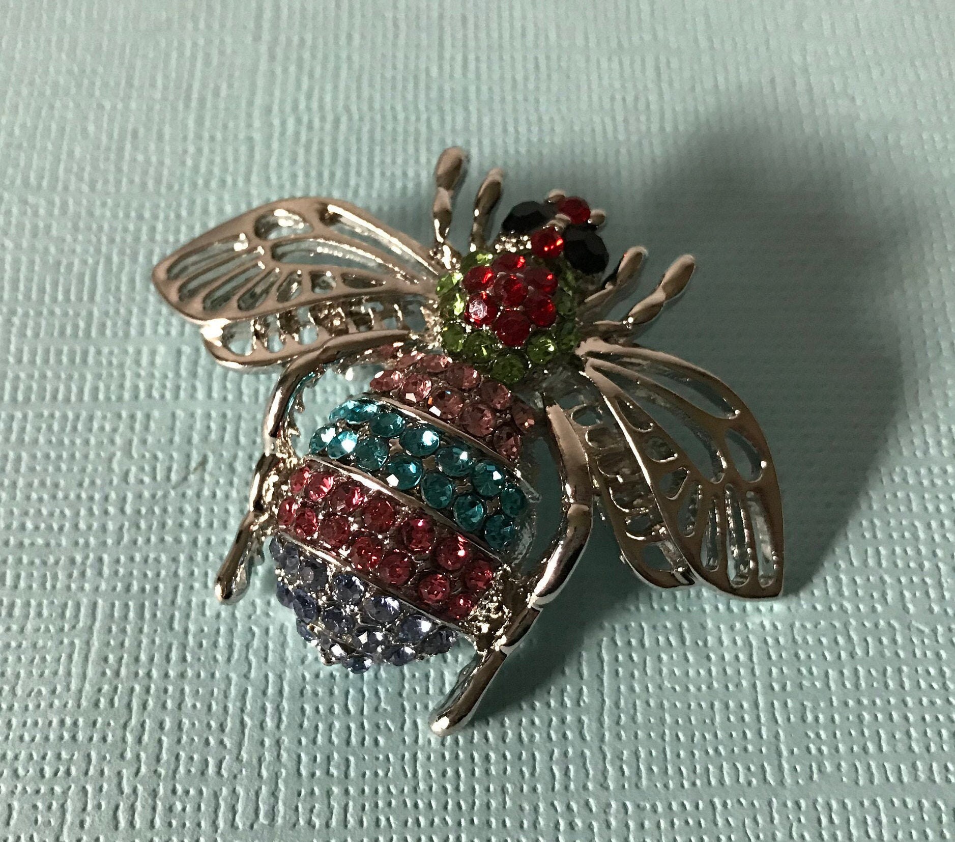 Rhinestone Bumble Bee Pin, Multi Colored Bee Pin, Bee Pin, Bee Brooch ...