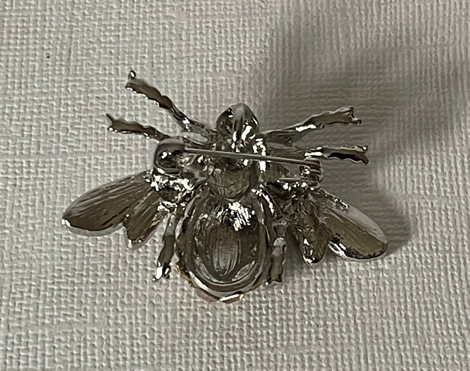 Pink and Yellow Rhinestone Bee Pin, Bee Jewelry, Yellow and Pink Bee ...