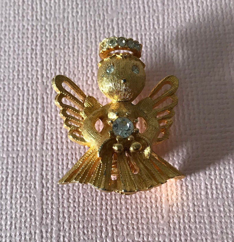 Vintage Angel Brooch Rhinestone Angel Pin Angel With Halo - Etsy