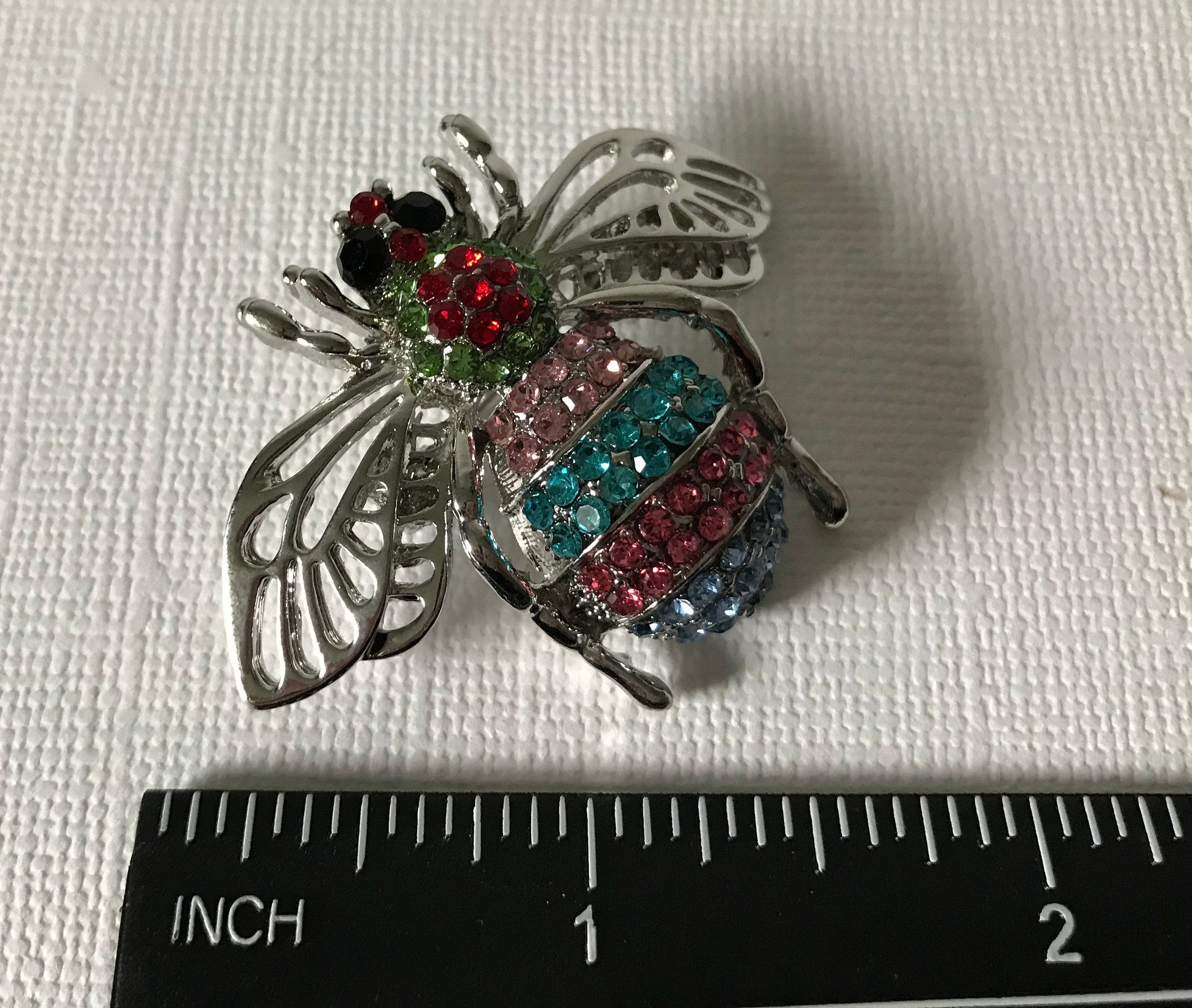 Rhinestone Bumble Bee Pin, Multi Colored Bee Pin, Bee Pin, Bee Brooch ...