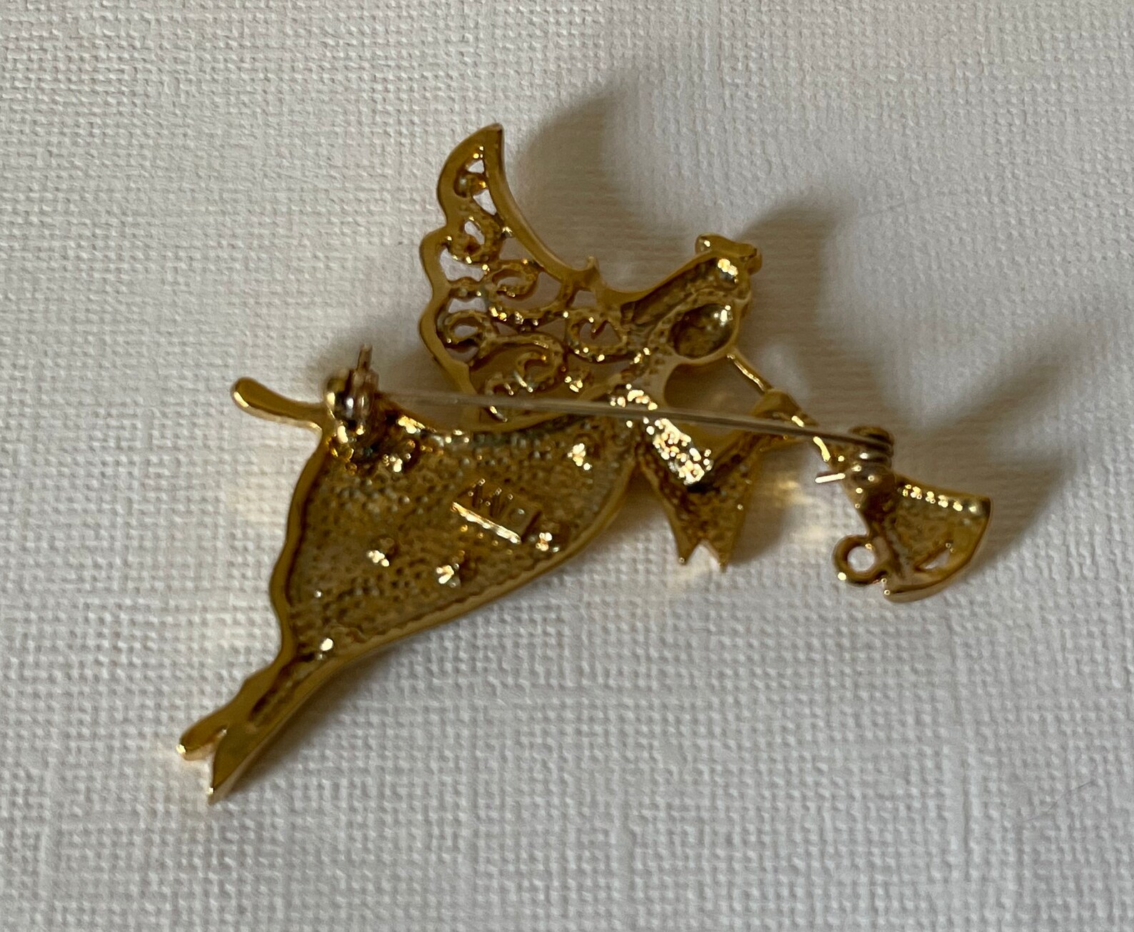 Vintage Angel Brooch, Gold Angel Pin, Rhinestone Angel Brooch, Angel ...