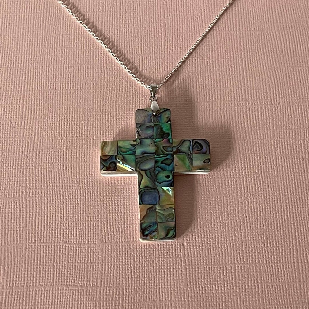 Large Cross Necklace, Abalone Cross Necklace, the Carolynn Cross ...