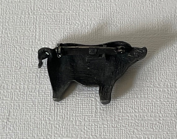 Vintage pig brooch, porky pig, pewter pig pin, gray p… - Gem