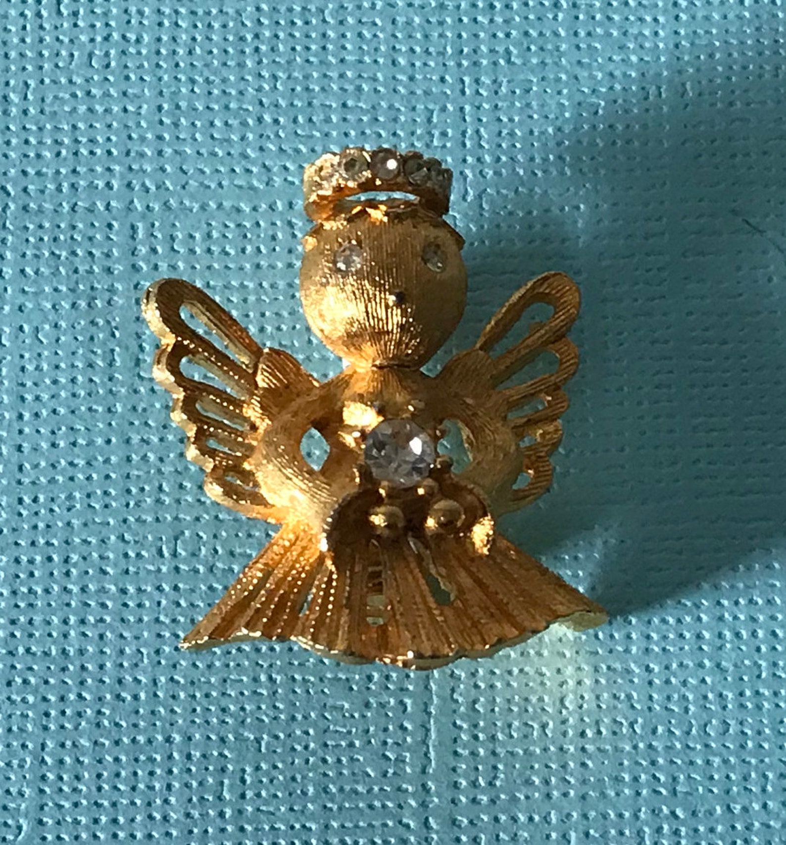Vintage Angel Brooch Rhinestone Angel Pin Angel With Halo - Etsy