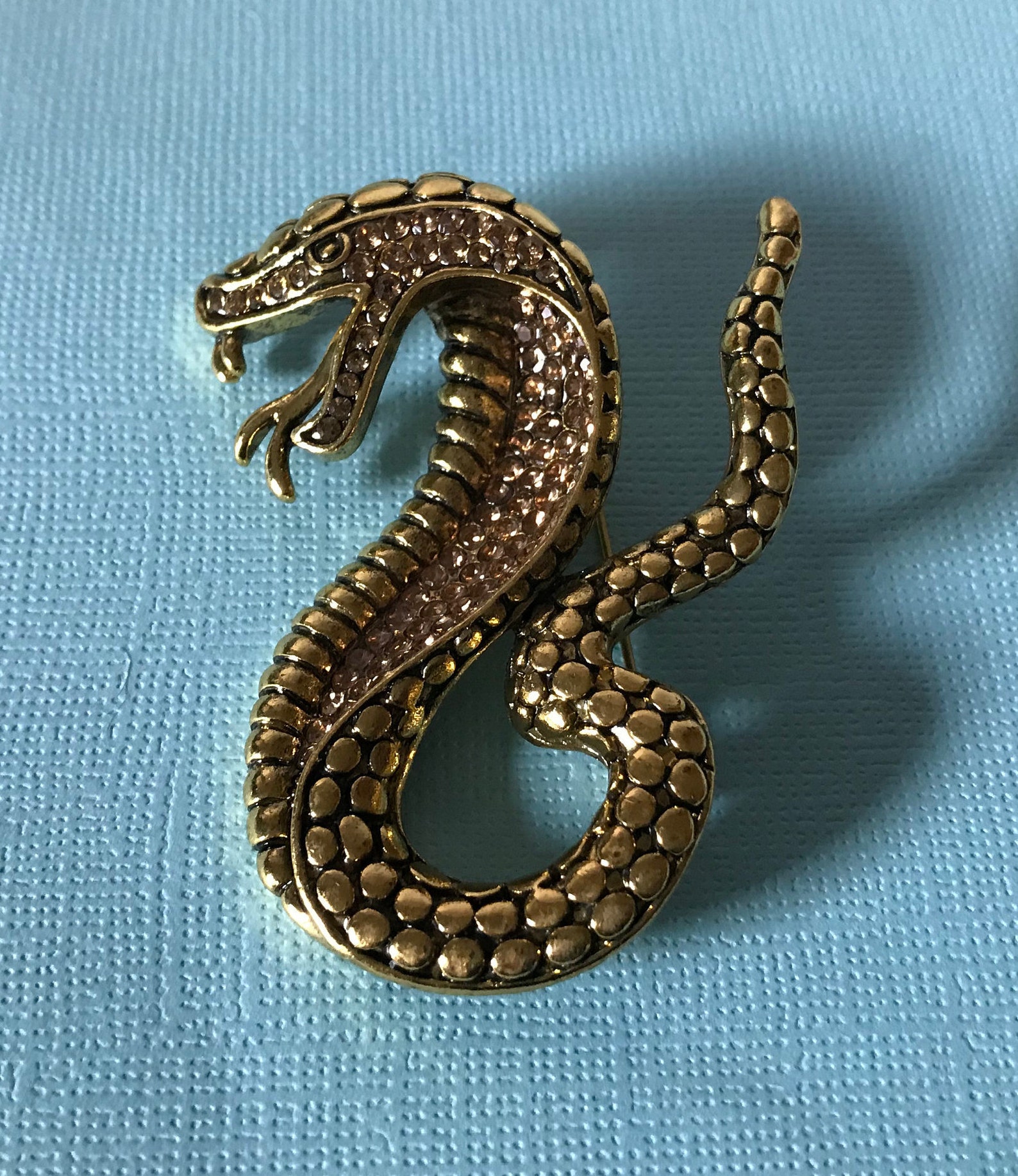 Gold snake brooch rhinestone snake brooch snake jewelry | Etsy