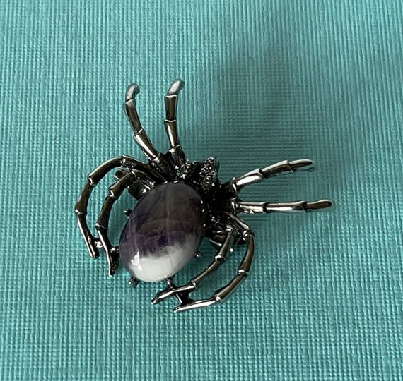 Purple spider brooch, tarantula pin, spider jewelry, … - Gem