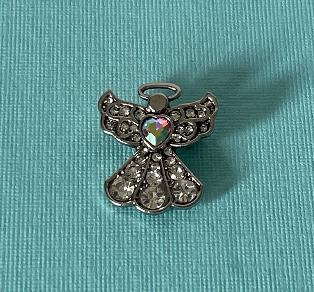 Rhinestone Angel Brooch, Angel With Heart, Christmas Angel Pin ...
