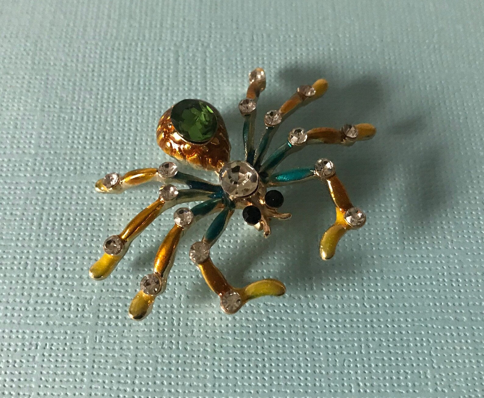 Rhinestone Spider Pin Spider Brooch Green Rhinestone Spider - Etsy