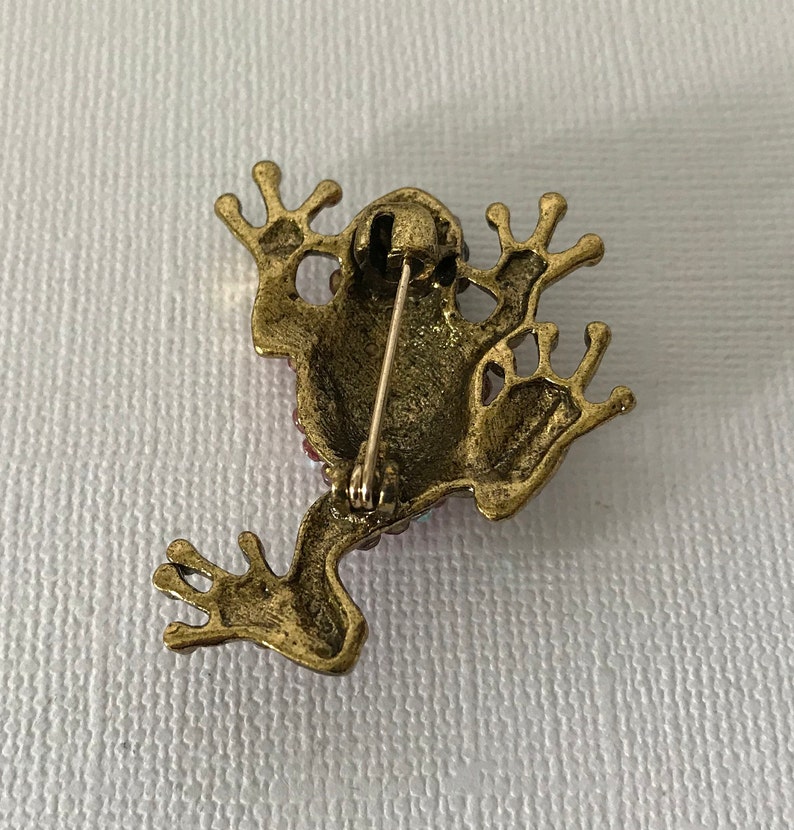 Rhinestone frog brooch aurora borealis rhinestone frog pin | Etsy