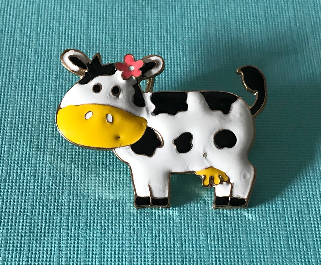 Cow Brooch, Farm Animal Pin, Yellow Cow Pin, Bovine Cow Pin, Cow ...