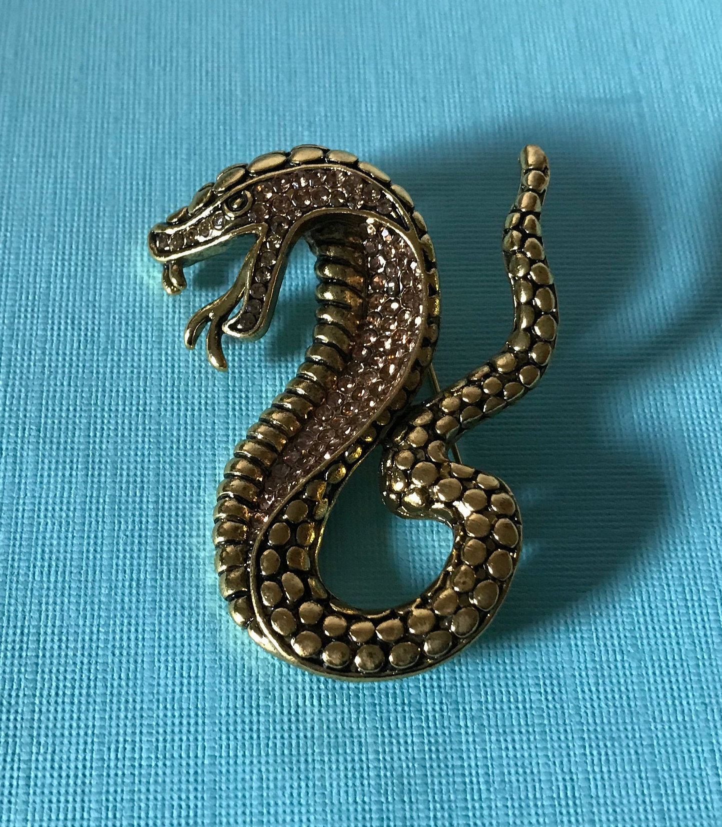 Gold snake brooch rhinestone snake brooch snake jewelry | Etsy