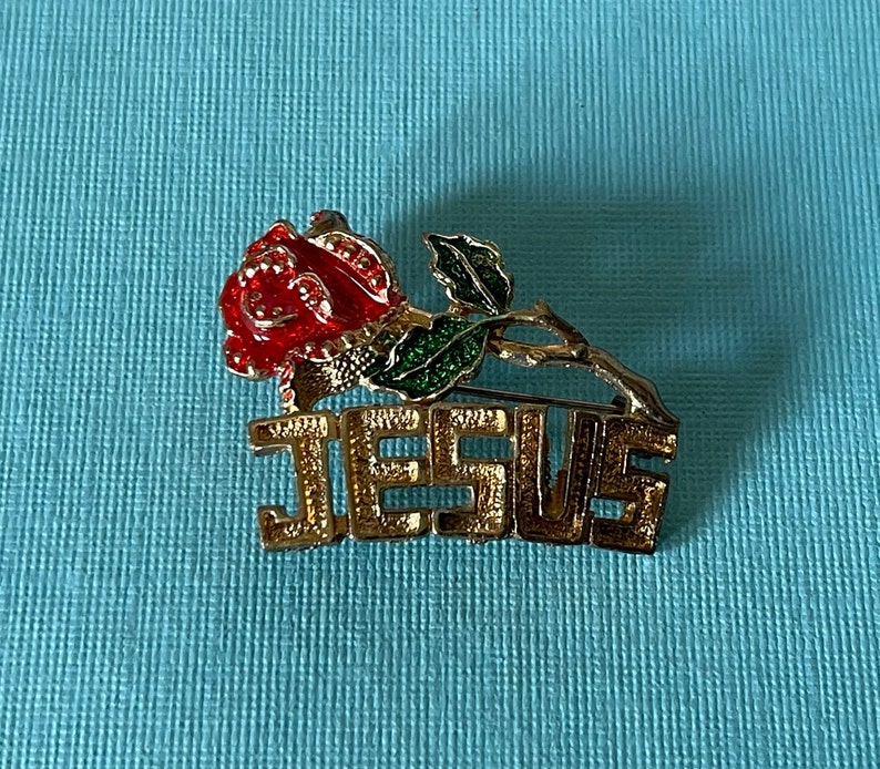 Vintage Jesus Brooch, Jesus With Rose Brooch, Christian Jewelry ...