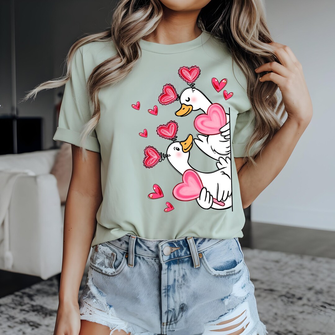 Valentine's Peeking Ducks Heart PNG — Valentine's Day Love Birds Design ...