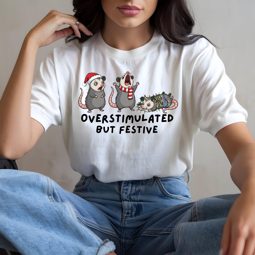 Overstimulated but Festive Possum PNG — Funny Christmas Mental Health ...