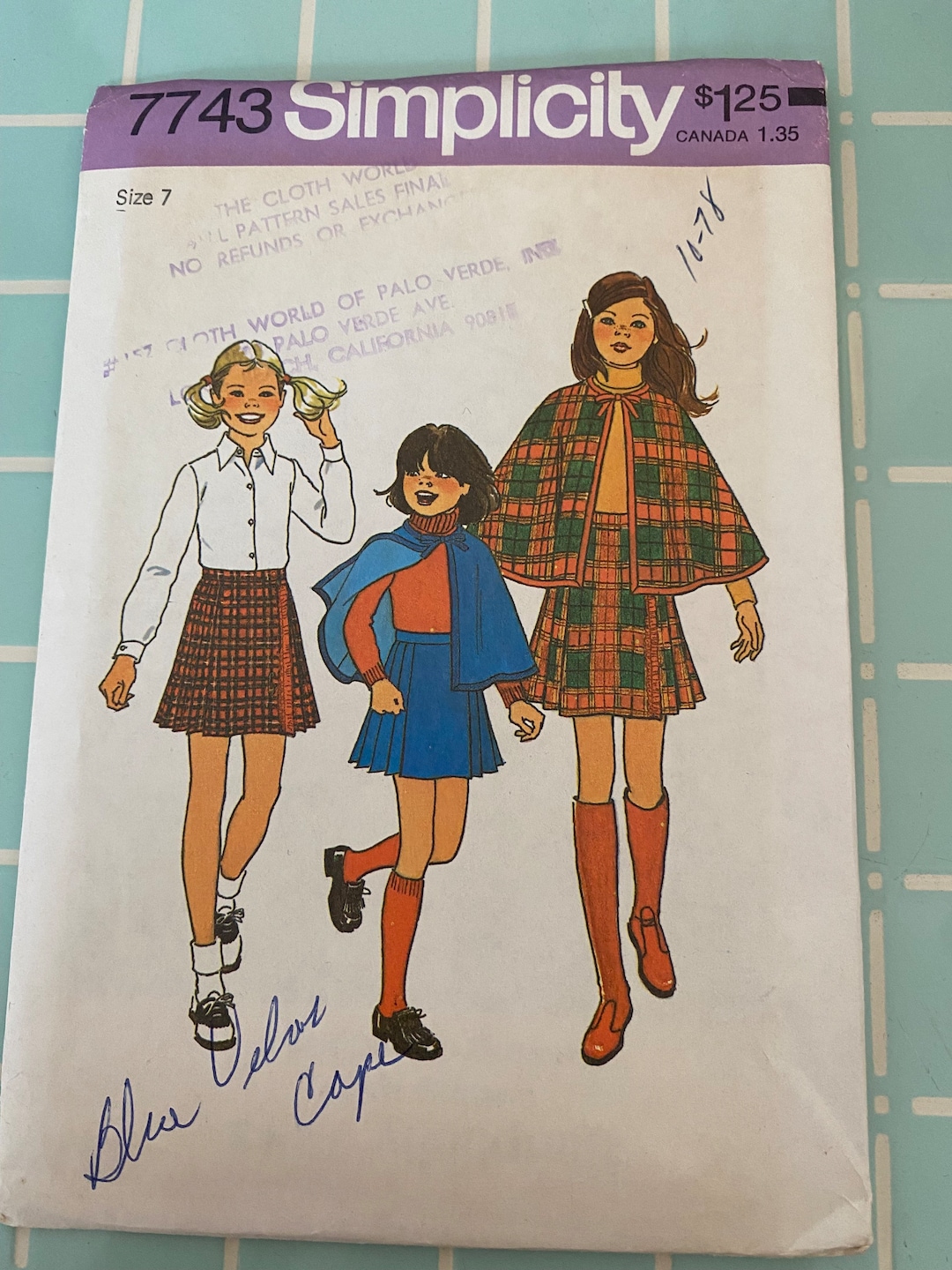 Vintage Girl’s Cape & Skirt Pattern- Simplicity #7743 - Etsy