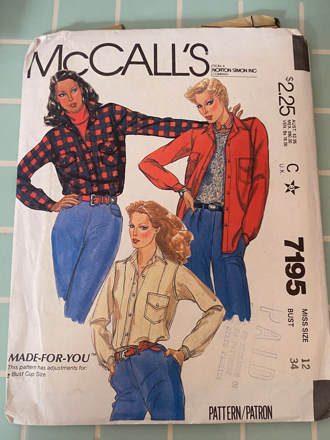 Shirt or Shirt Jacket Pattern- Mccall’s #7195 - Etsy