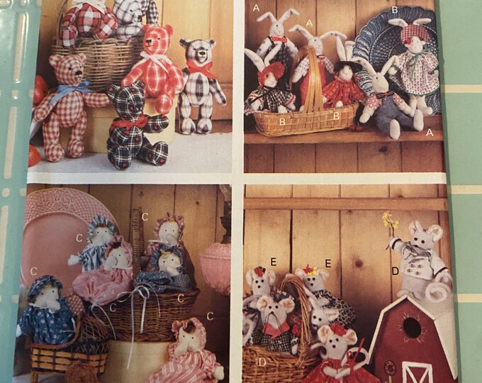 Bear, Mice, Bunny & Baby Soft Sculpture Pattern - Butterick # 6510 - Etsy