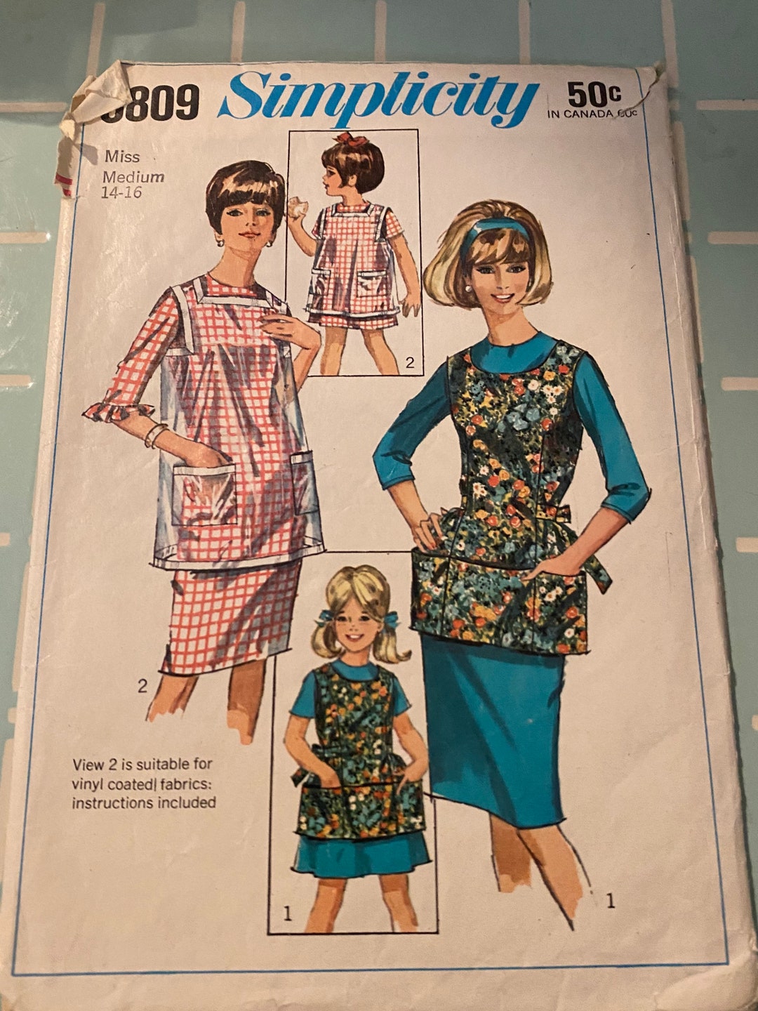 Vintage Misses, Child’s & Girls’ Aprons Pattern- Simplicity #6809 ...