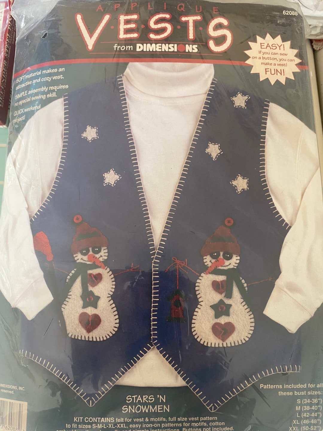 Stars ‘N Snowman Vest Kit by Dimensions - Etsy