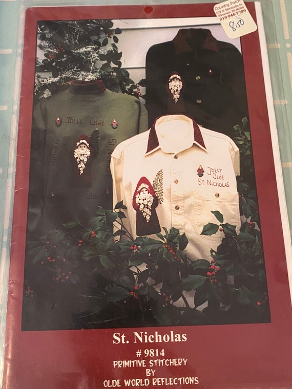 St. Nicholas Primitive Stitchery Design Pattern for Embroidery | Etsy