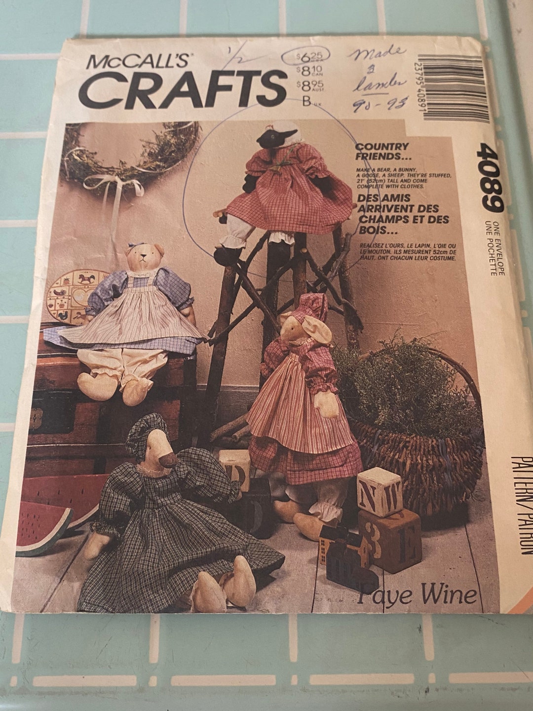 Country Friends Doll & Clothes Patterns by Mccall’s Crafts #4089 - Etsy