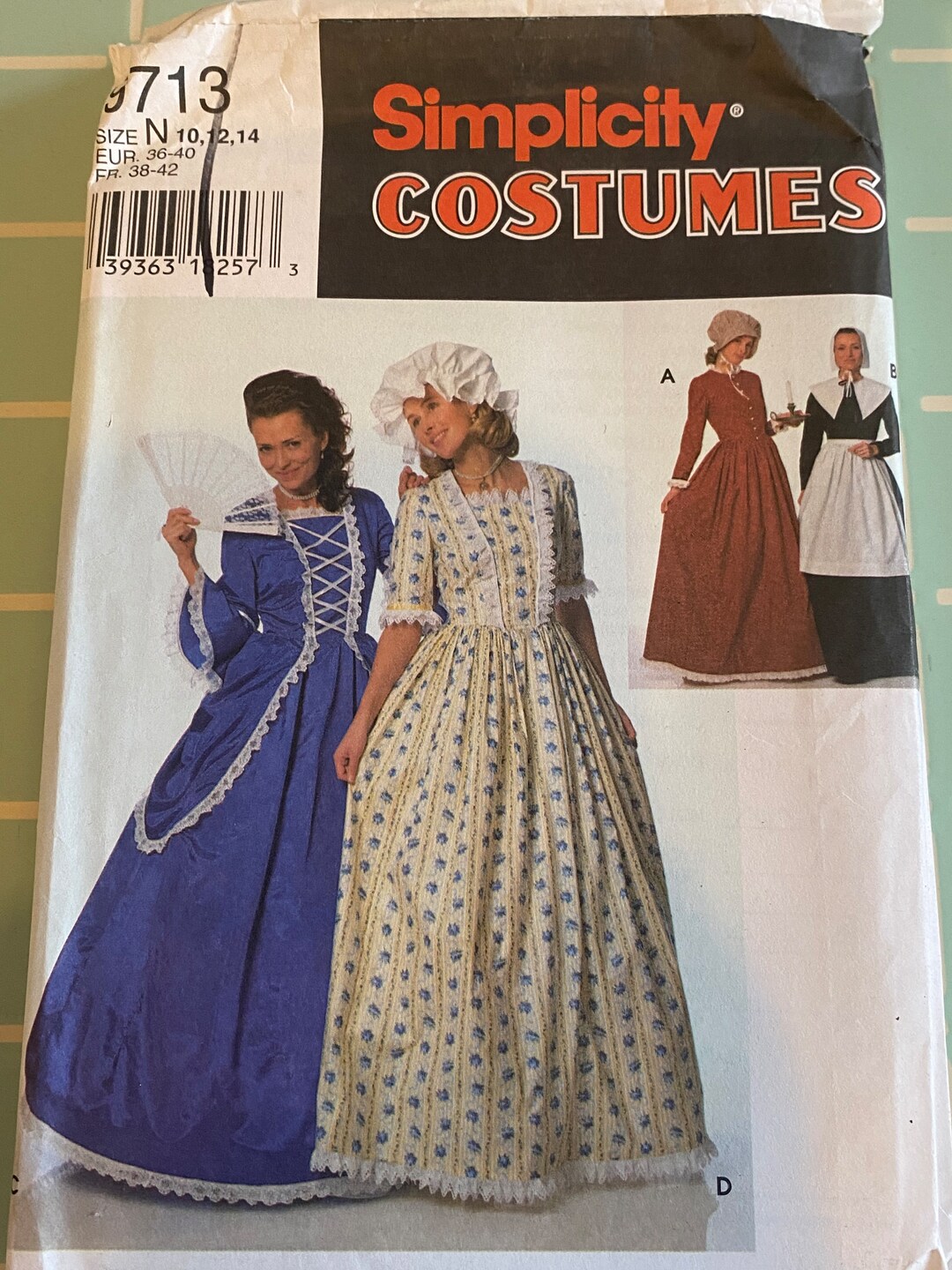 Puritan, Centennial, 18th & 19th Century Dress Costume Pattern ...