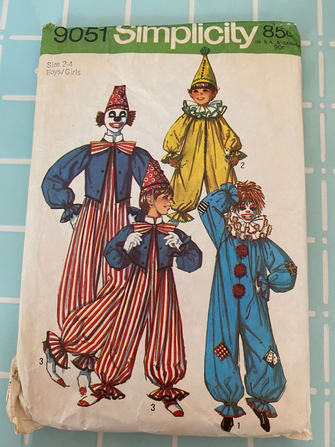 Vintage Adult and Boys & Girls Clown Costume Pattern- Simplicity #9051 ...